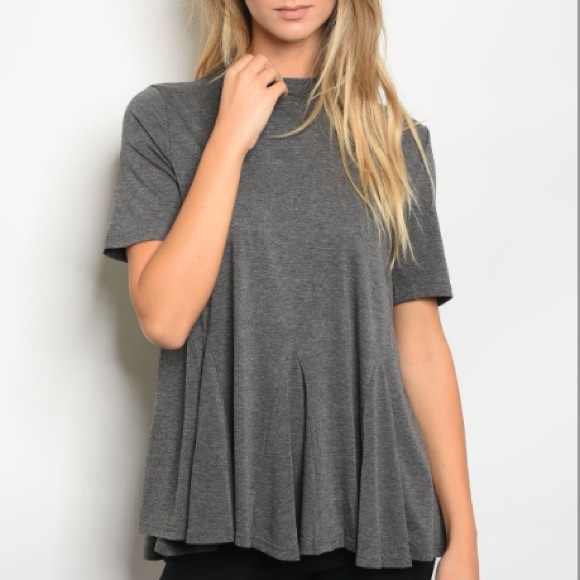 Trendy boutique | Tops | Dark Gray Jersey Top Wcrewneckline Swing Hem ...